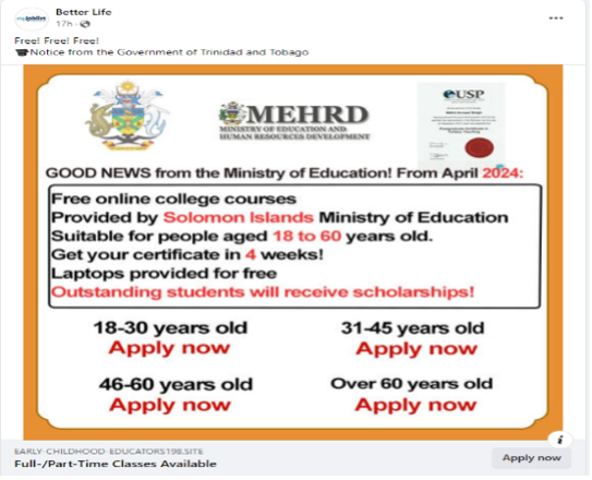 MEHRD advise public of free online courses scam – My SIG Services Portal