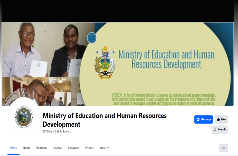 MEHRD Warns Public About Fake Social Media Page – My SIG Services Portal