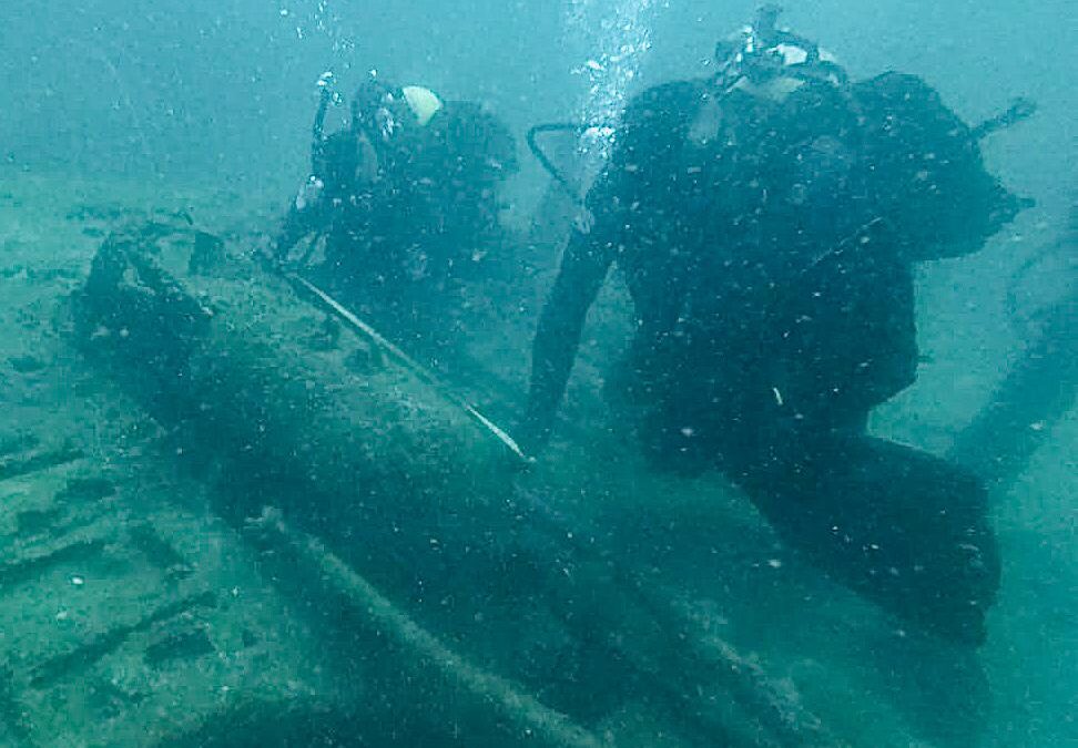 Bomb discovered undersea and yet to be safely removed for destruction ...